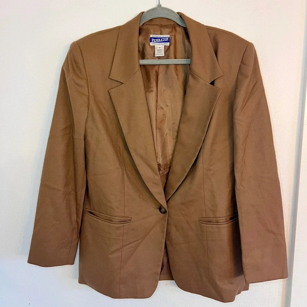 Pendleton | Jackets & Coats | Vintage Pendleton Tan Wool Blazer Womens ...